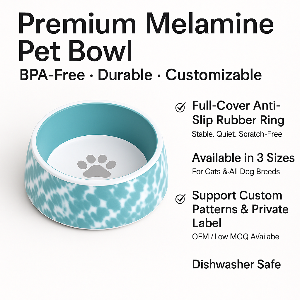 Aqua Mist Non-Slip Melamine Dog Bowl – Stylish, Durable & Customizable