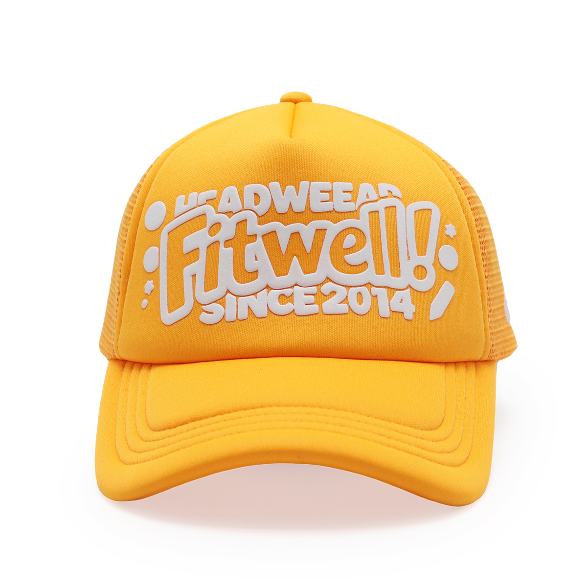 FITWELL Puff Print Logo Trucker Cap – Colorful Mesh Snapback Foam Hat