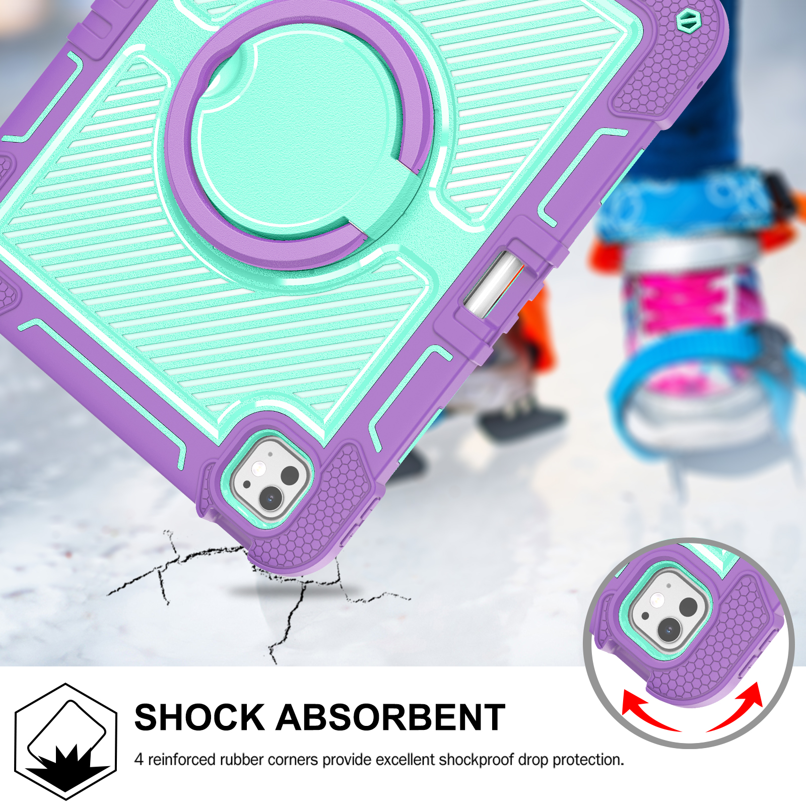 Purple Mint Green iPad Pro 13 Rugged Case with Kickstand ...