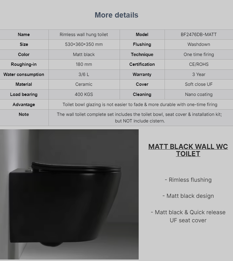 Wall-Mounted Toilet 2476DB-MATT