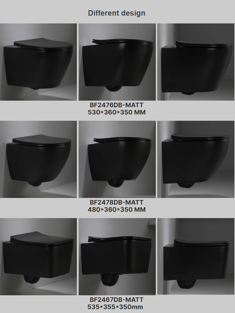 Matte Black Wall-Hung Toilet | Eco-Friendly Dual Flush Ceramic WC